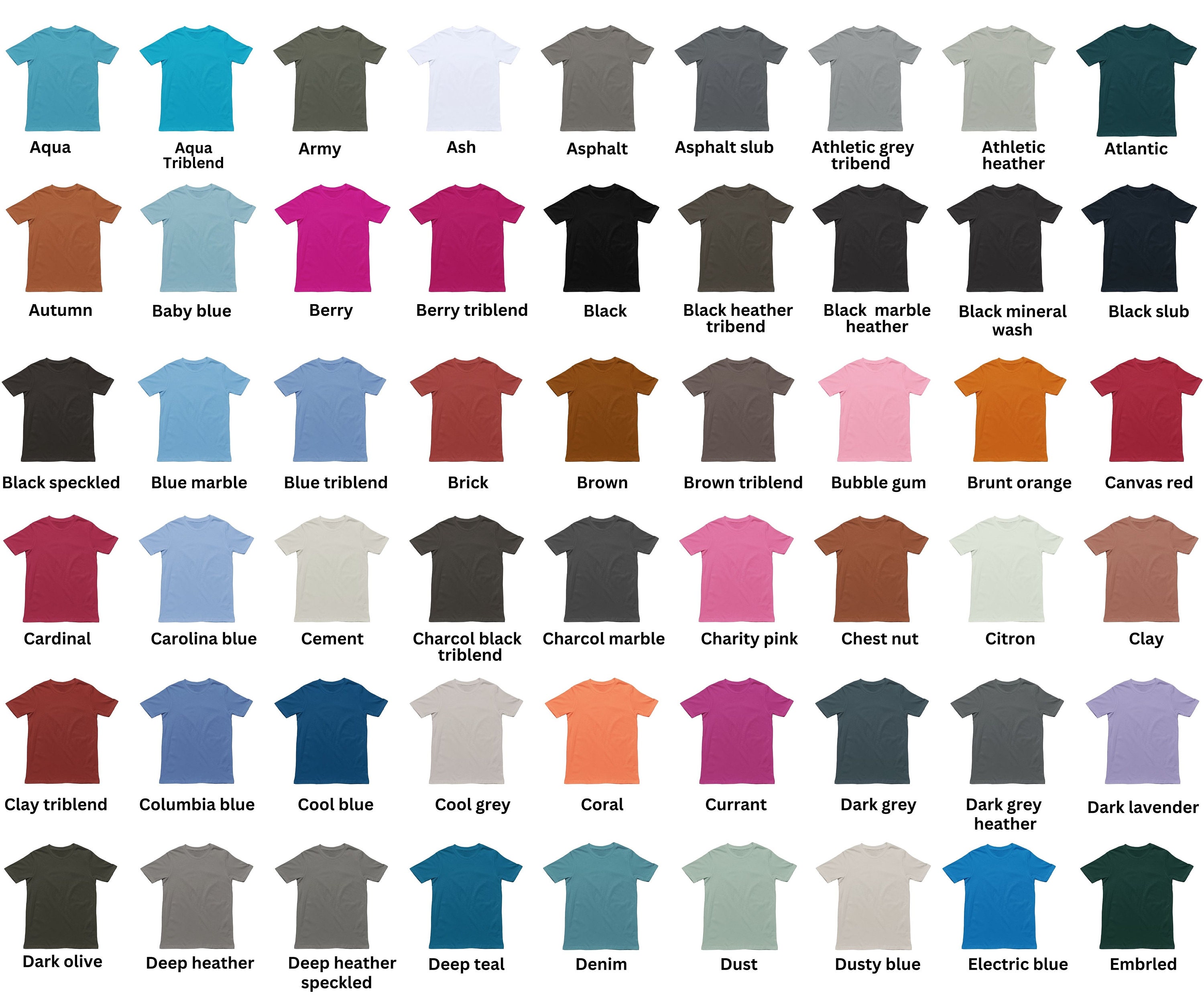 Canva Editable Color Chart, Bella Canvas , PNG Transparent File ...