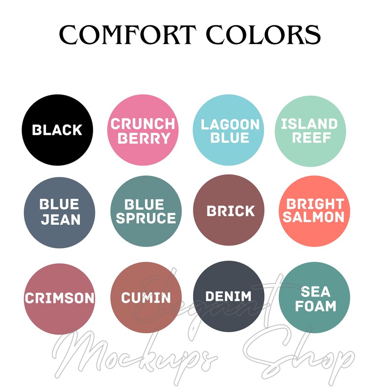 Canva Editable Color Chart, Editable Comfort Colors Color Chart 1717 ...