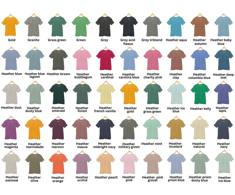 Editable Color Chart Template, Bella Canvas, Gildan (PNG Transparent ...