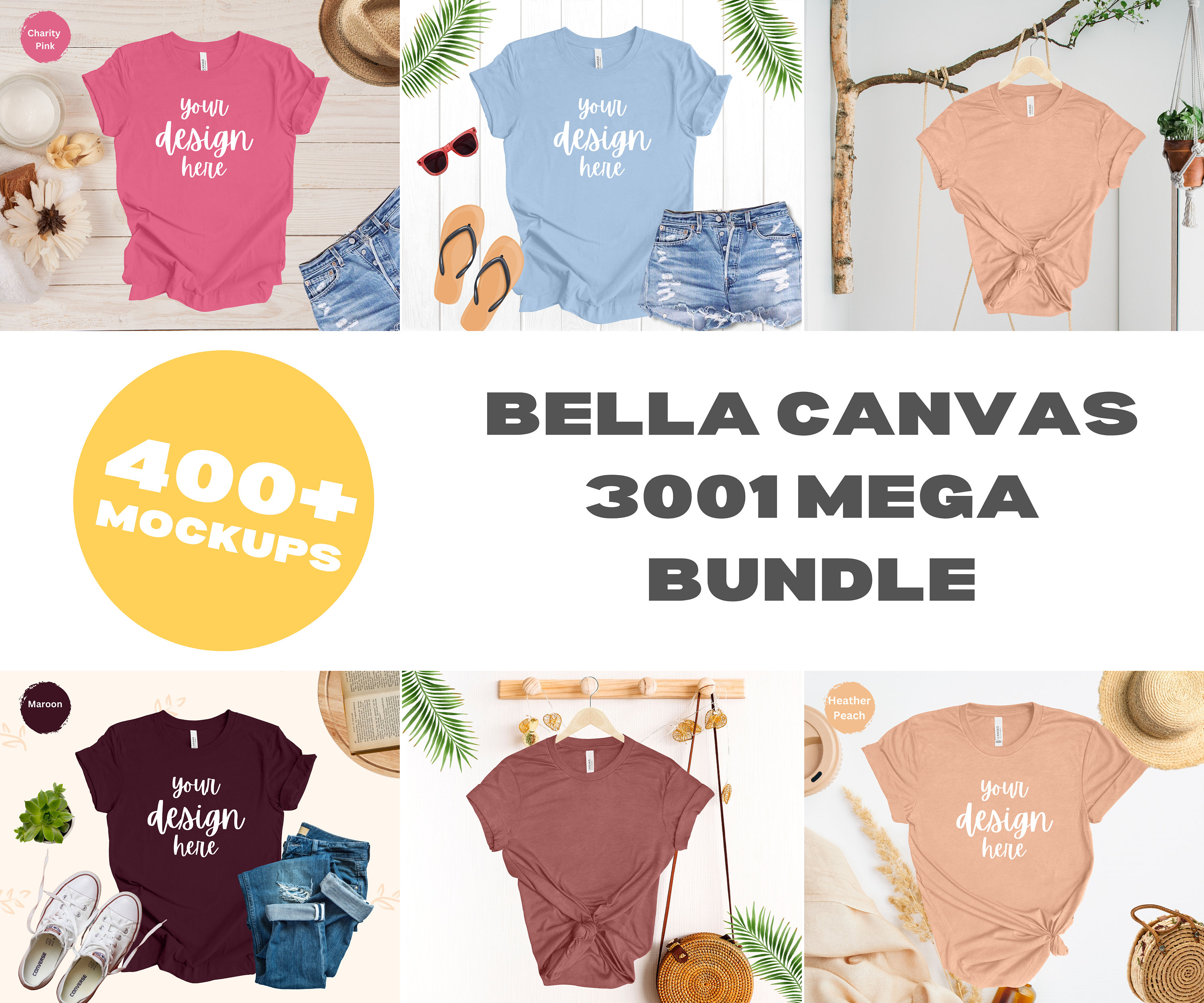 Bella Canvas 3001 Bundle Mockup Bundle Bella Canvas 3001 - Etsy