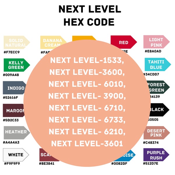 Next Level 6210 Color Chart - Etsy