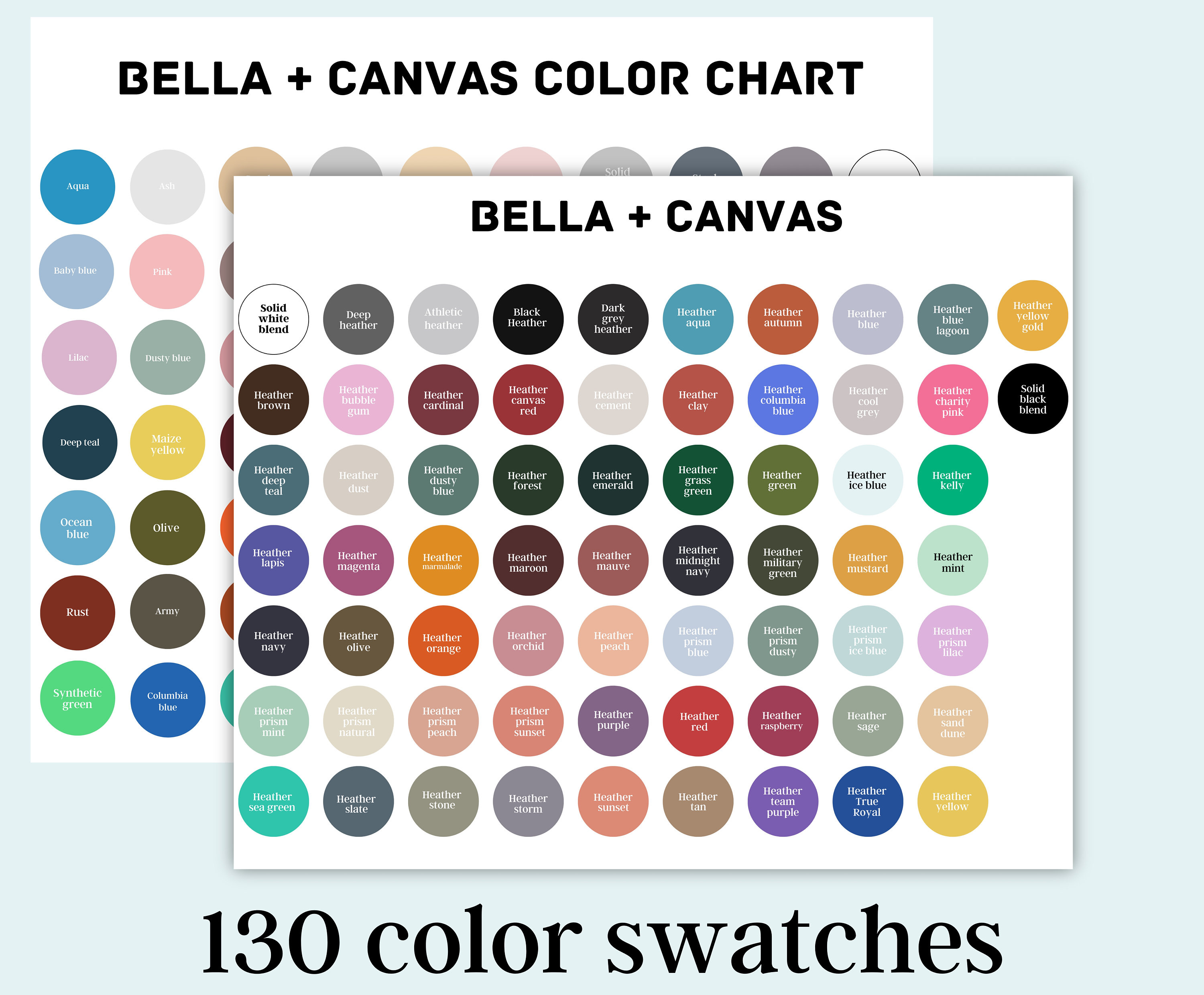 Editable Bella + Canvas Color Chart, Bella Canvas 3001 Color Chart ...