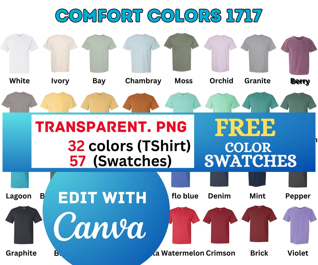 Canva Editable Color Chart, Editable Comfort Colors Color Chart 1717 ...