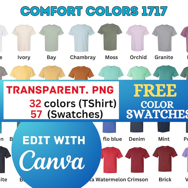 Editable Comfort Colors Color Chart - Etsy