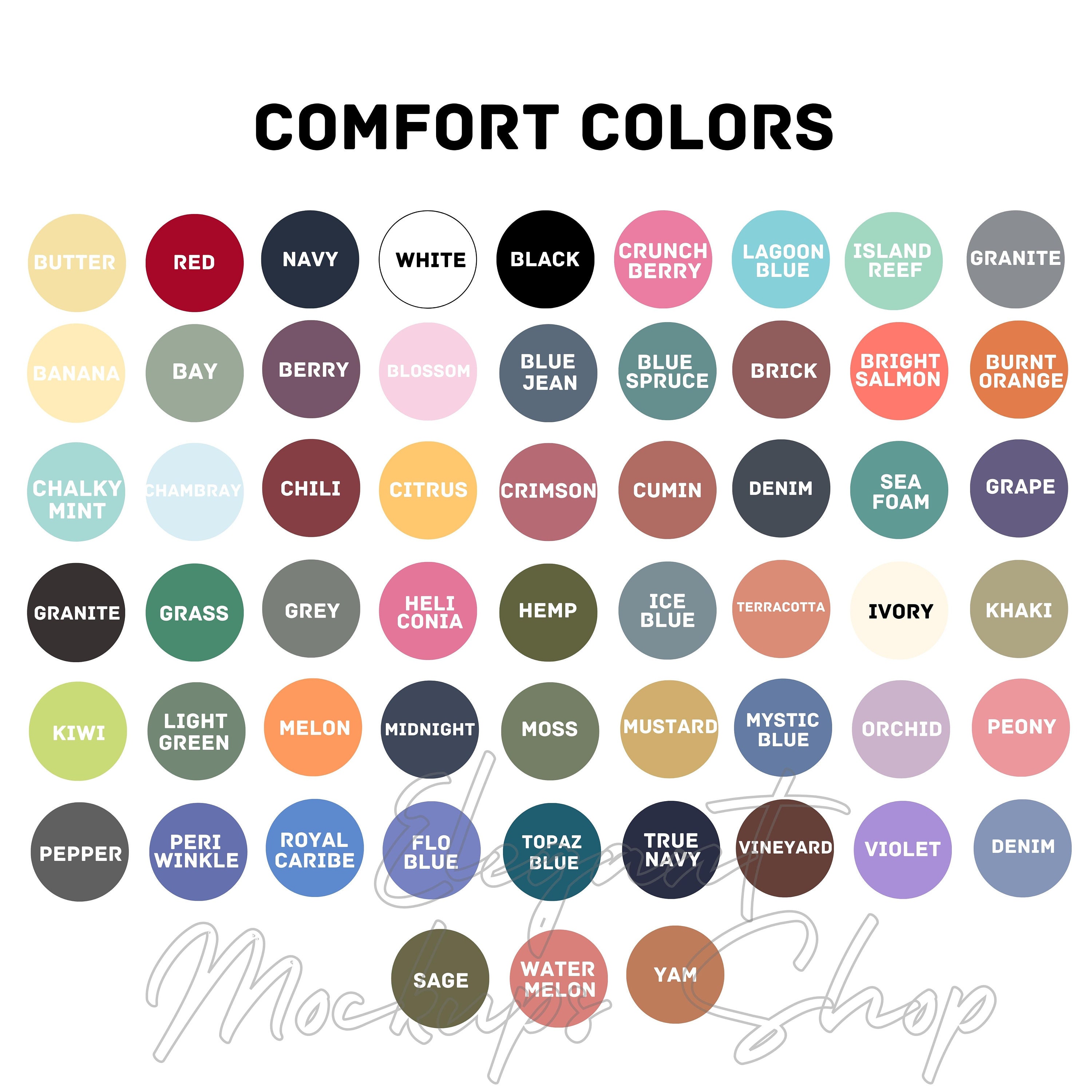 Canva Editable Color Chart, Editable Comfort Colors Color Chart 1717 ...