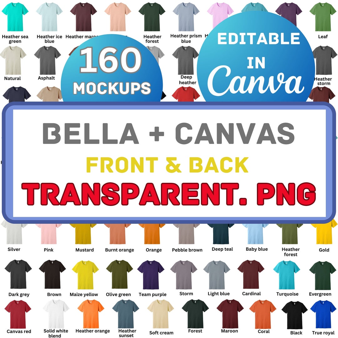 Canva Editable Color Chart Bella Canvas 3001, PNG Transparent Files ...