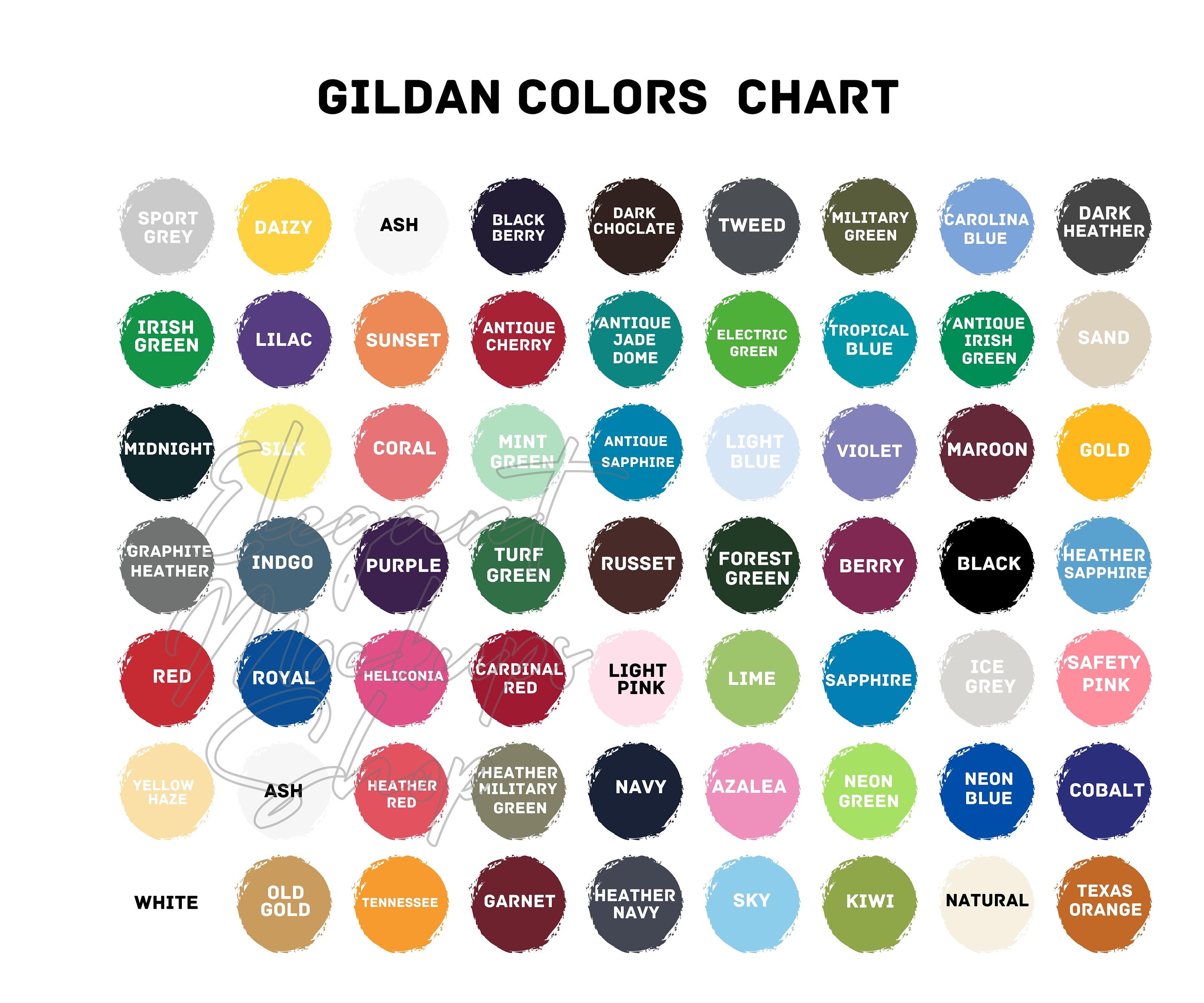 Canva Editable Gildan 18000 Color Chart, Editable Gildan Color Chart ...
