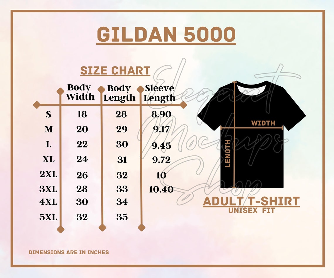 5000 Size Chart Mockup G5000 Size Chart G 5000 Unisex Size Chart ...