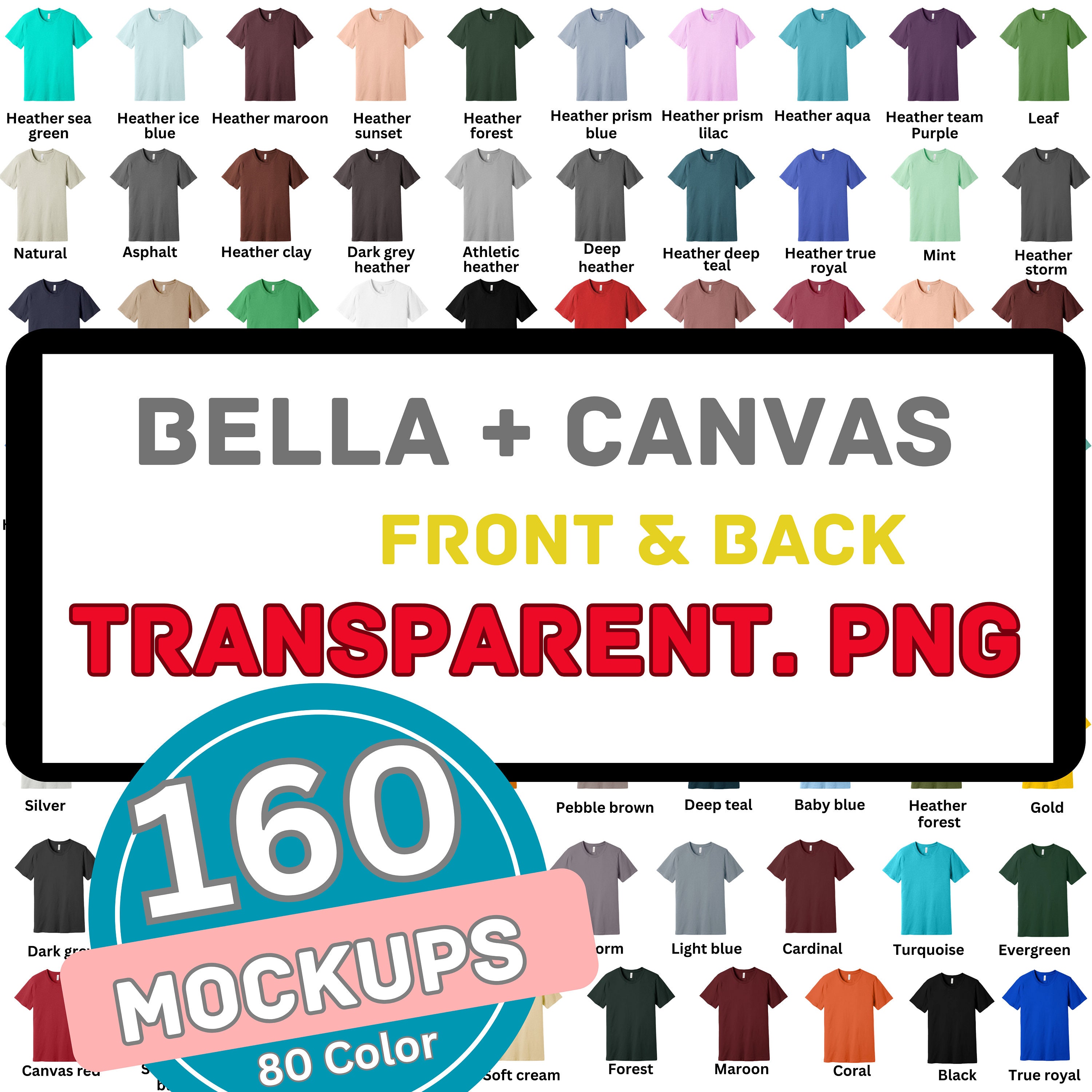 Editable Color Chart Bella Canvas 3001, PNG Transparent Files, Editable ...