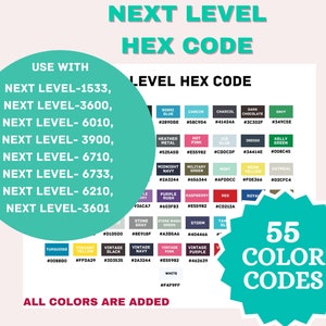 Hex Code Next Level, Color Chart, Next Level, Next Level-1533, 3600 ...