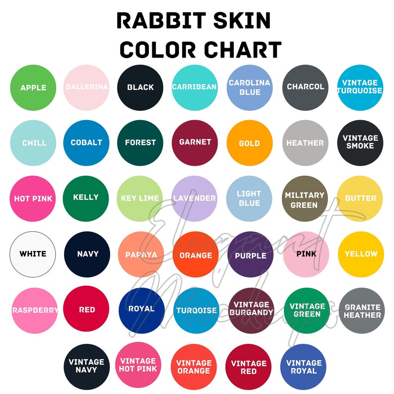 Canva Editable Color Chart, Editable Rabbit Skins Color Chart, Rabbit ...