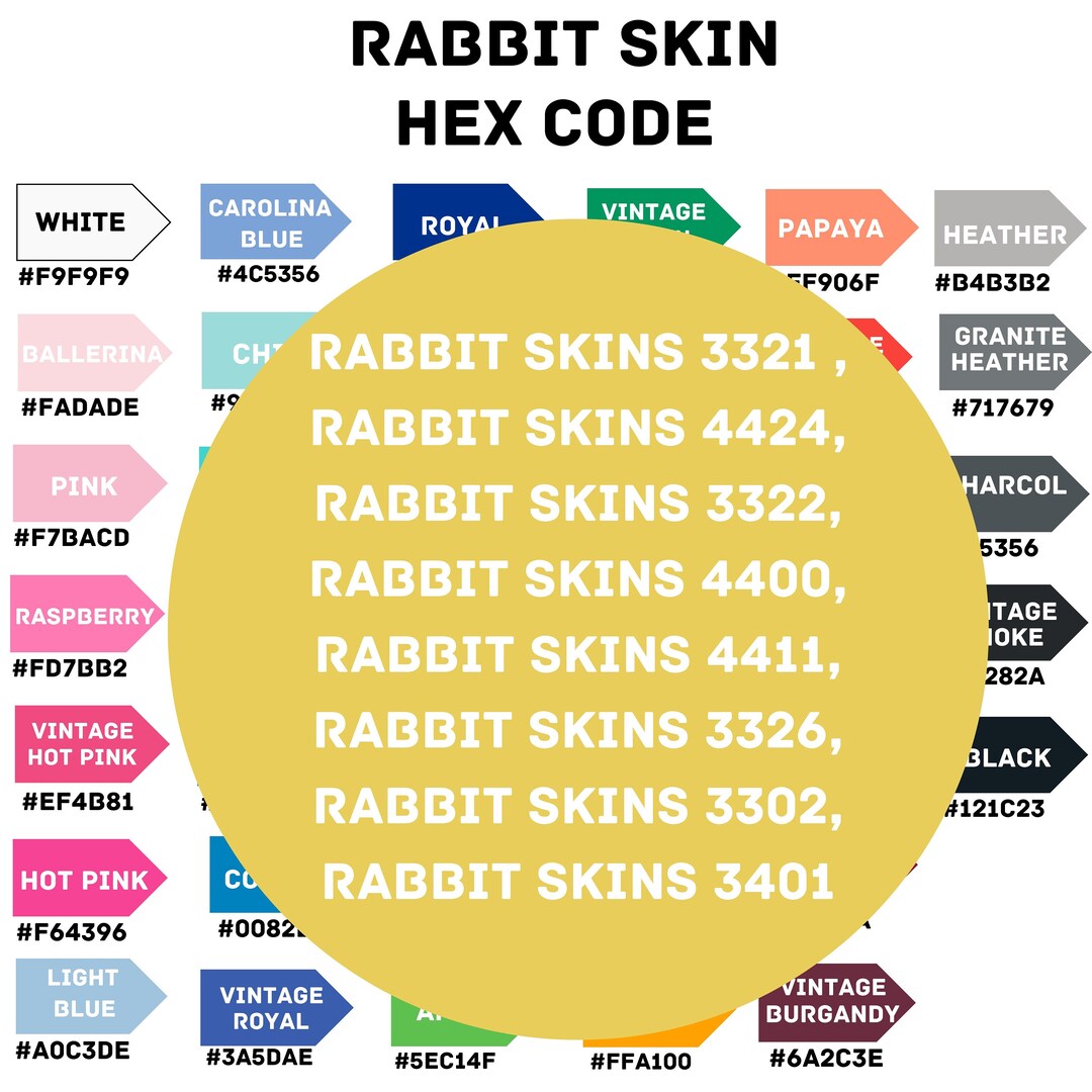 Hex Code Rabbit Skin, Editable Rabbit Skins Color Chart, Rabbit Skins ...
