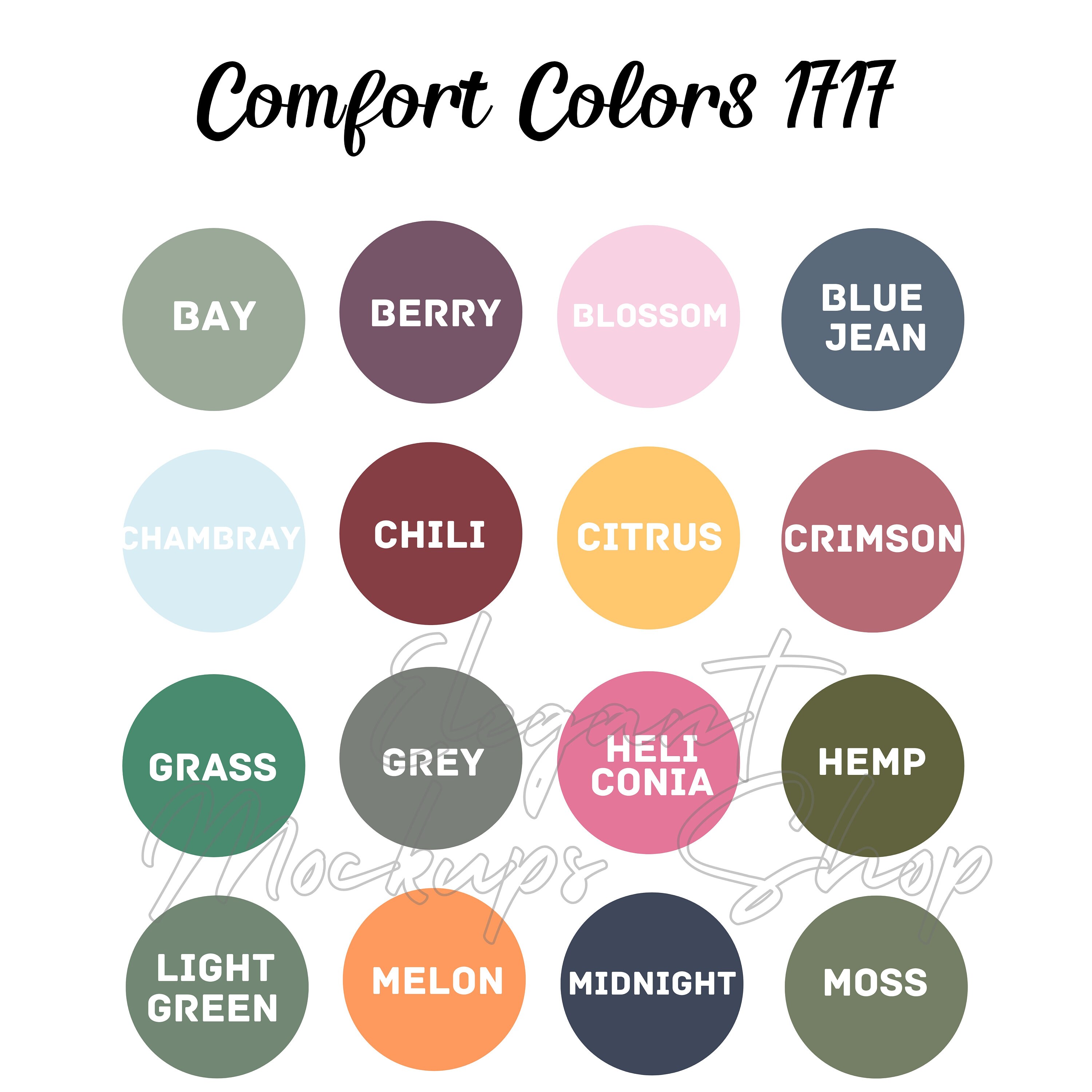 Canva Editable Color Chart, Editable Comfort Colors Color Chart 1717 ...