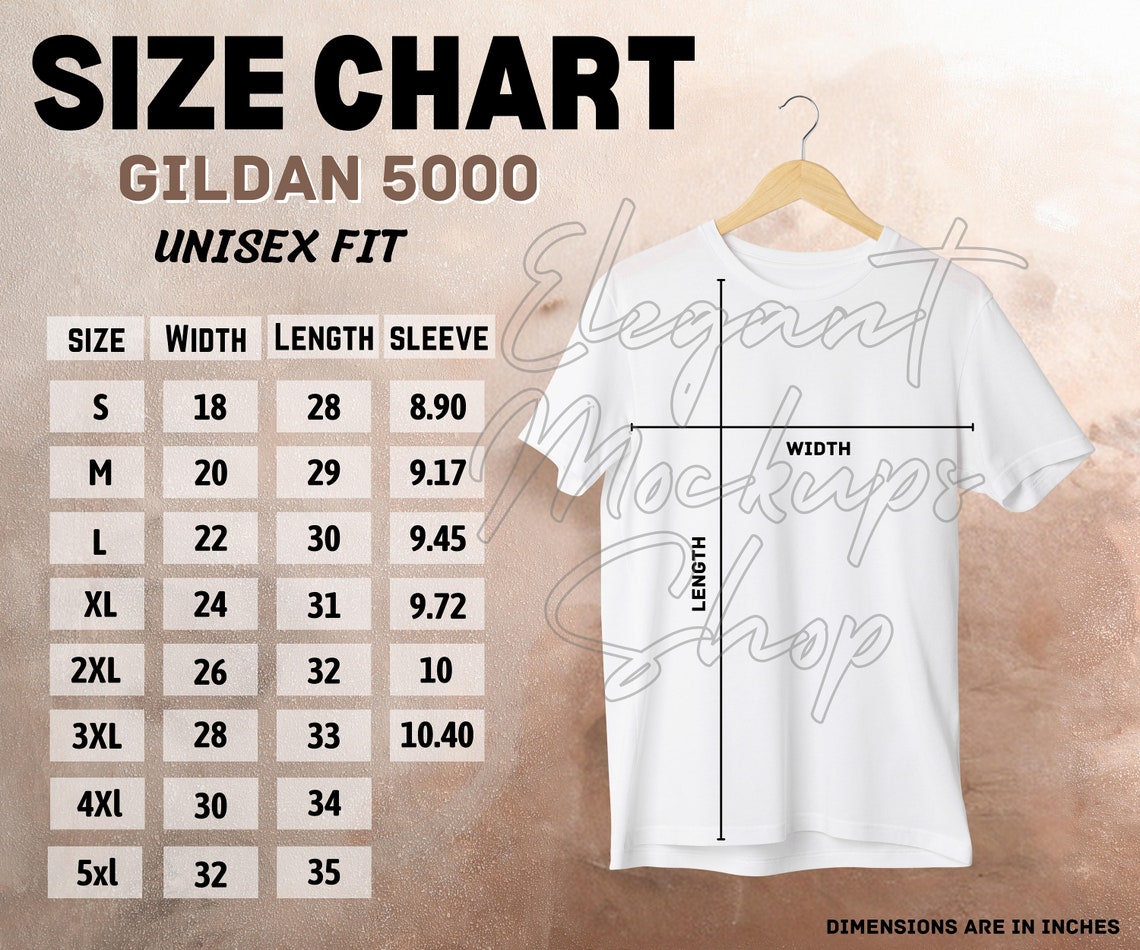 5000 Size Chart Mockup G5000 Size Chart G 5000 Unisex Size Chart ...