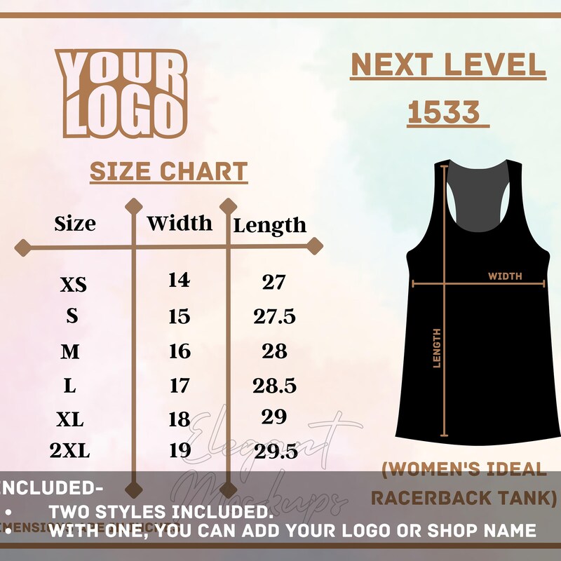Tank Top Size Chart - Etsy