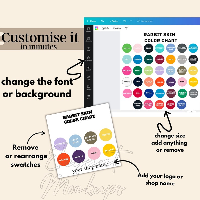 Canva Editable Color Chart, Editable Rabbit Skins Color Chart, Rabbit ...