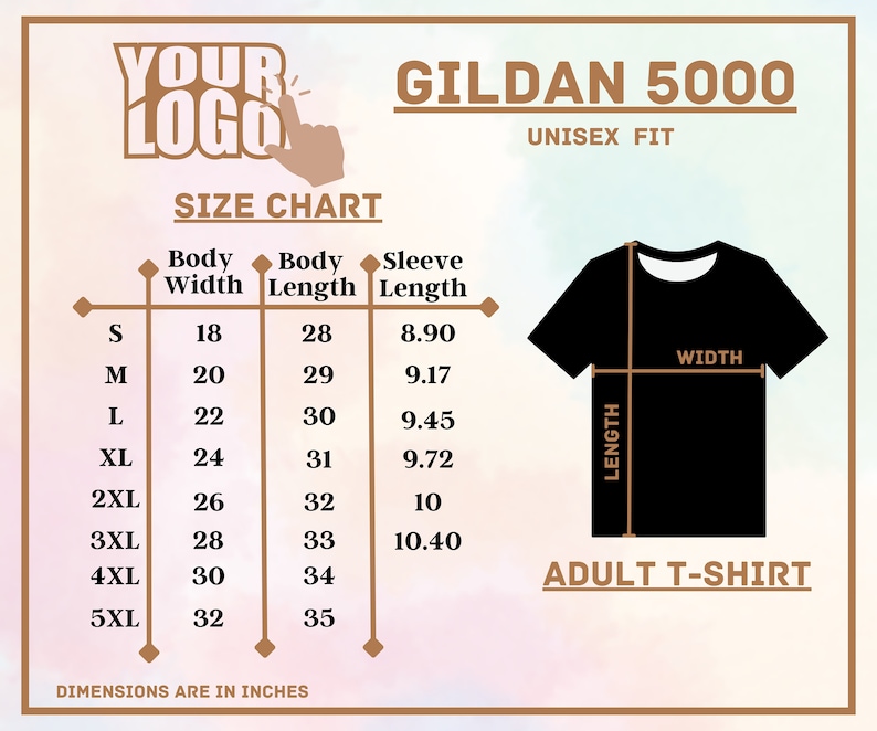 Gildan 5000 Size Chart Gildan 5000 Unisex Tee Size Chart 5000 Tee