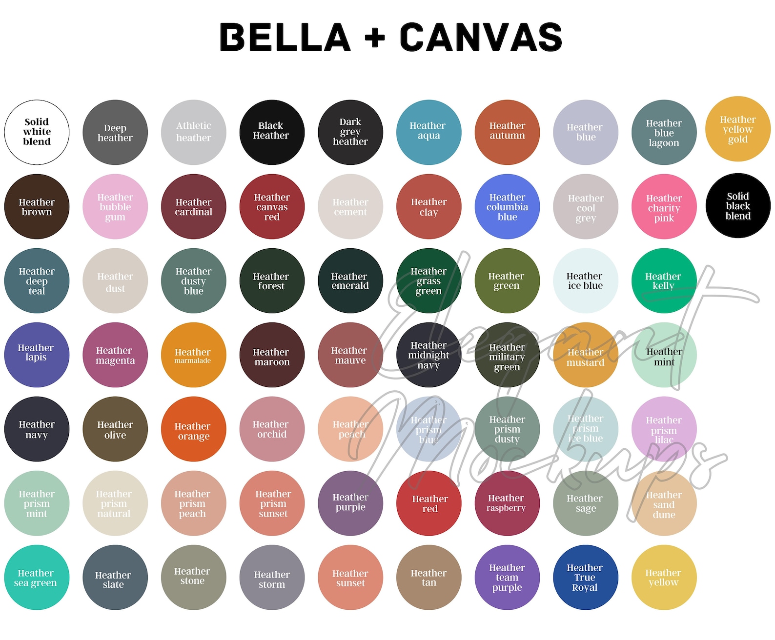 Editable Bella Canvas Color Chart, Bella Canvas 3001 Color Chart, Color ...
