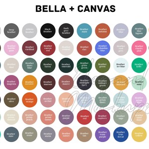 Editable Bella + Canvas Color Chart, Bella Canvas 3001 Color Chart ...