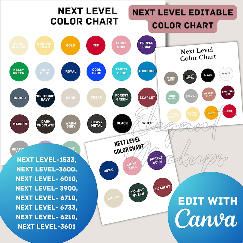 Canva Editable Next Level Color Chart, Editable Next Level, Next Level ...