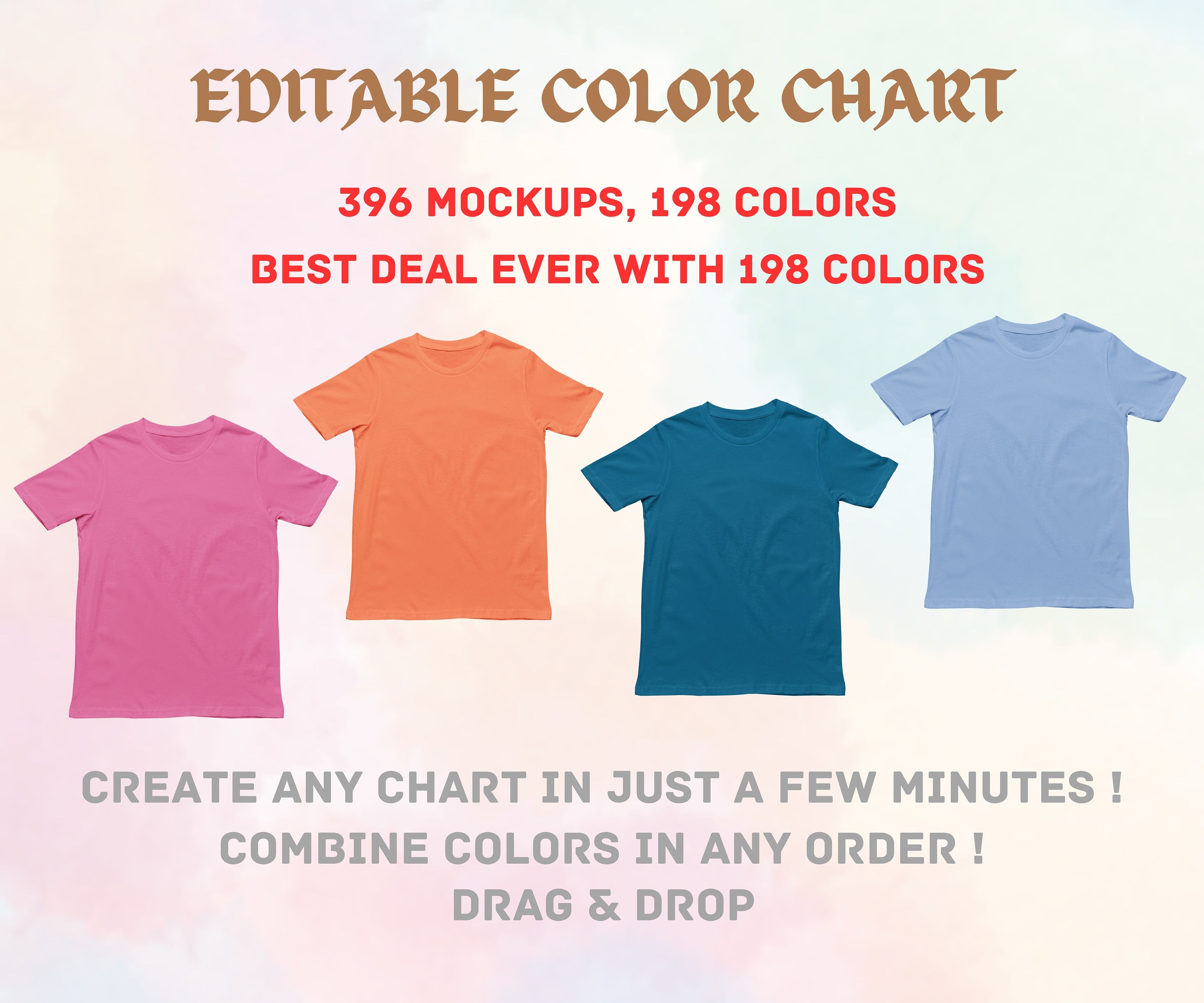 Canva Editable Color Chart, Bella Canvas , PNG Transparent File ...