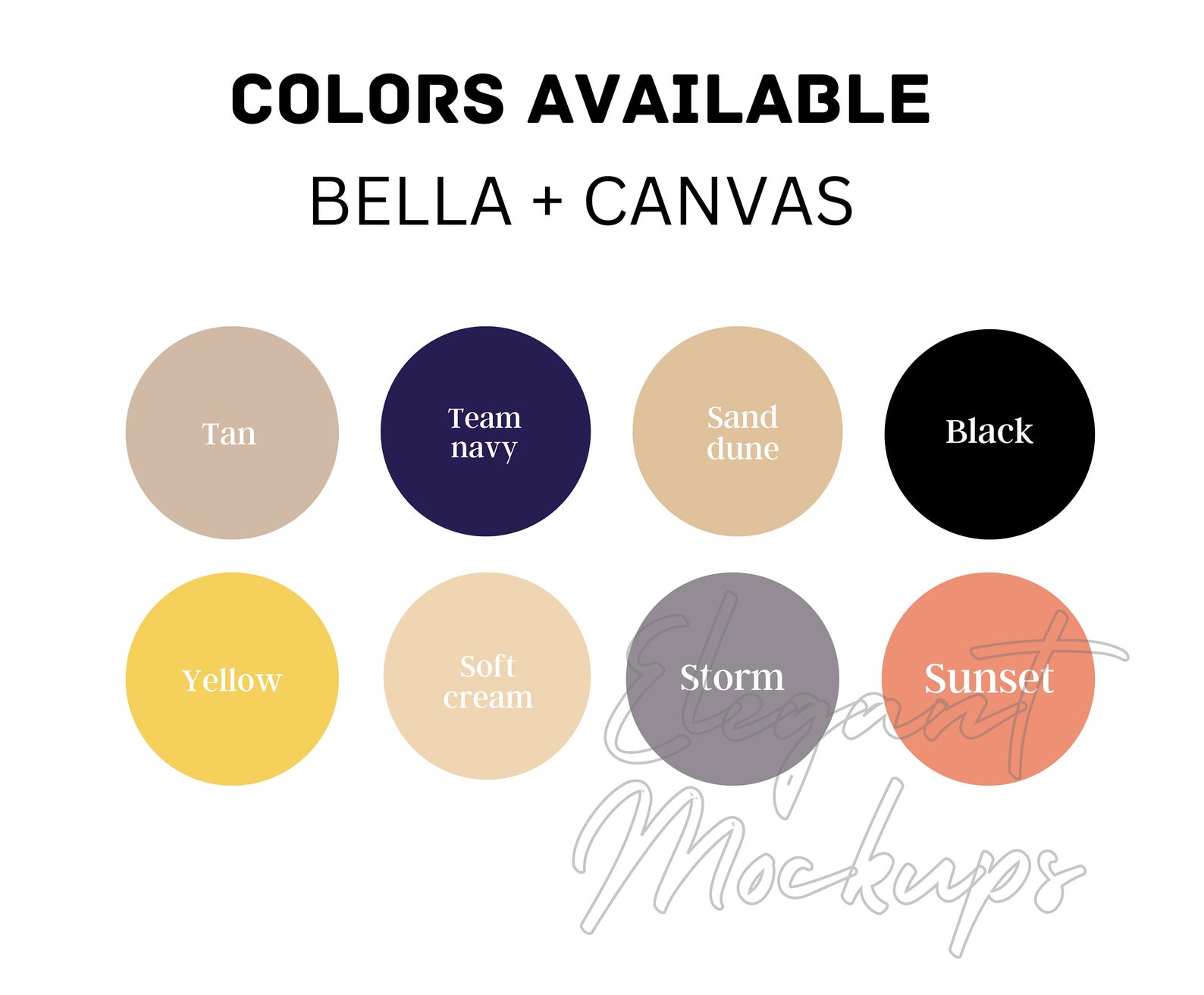 Editable Bella + Canvas Color Chart, Bella Canvas 3001 Color Chart ...