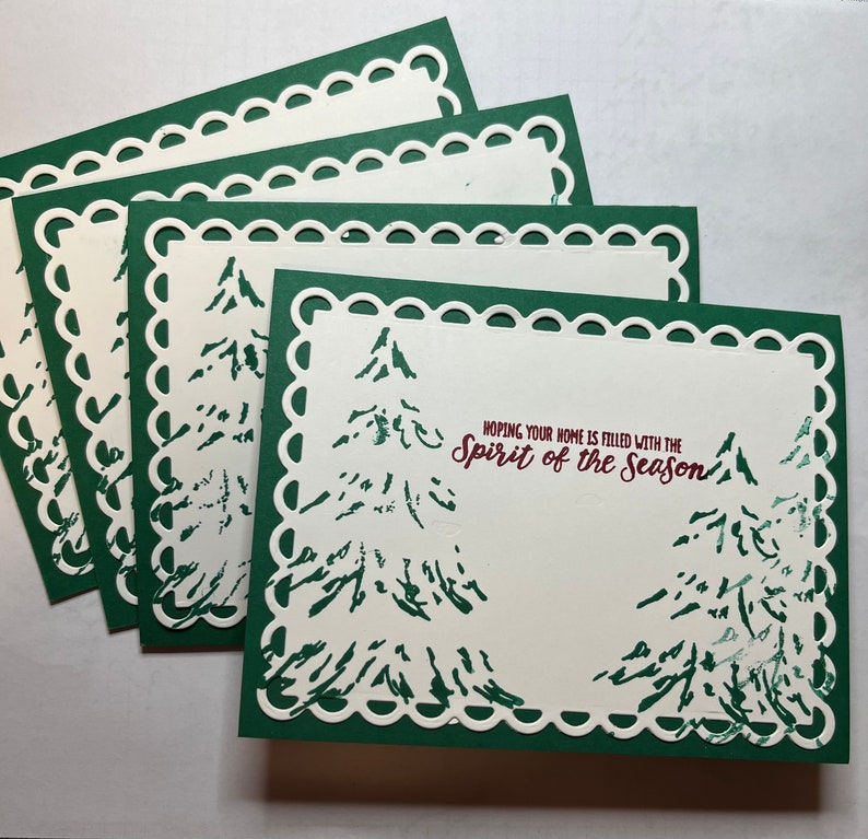 Handmade Christmas Greeting Trees Set of 4 Cards - Etsy