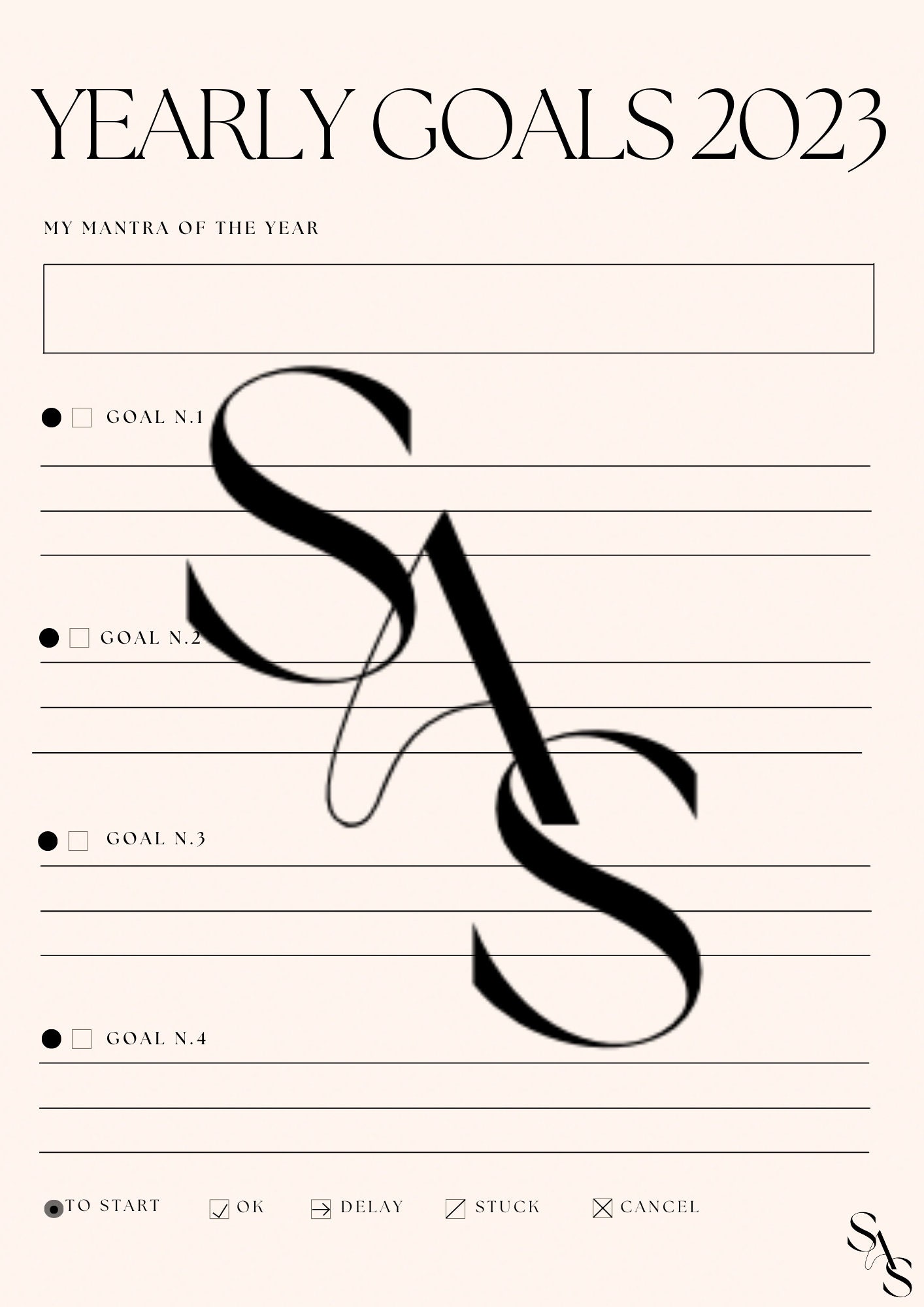 SAS: calendario anual imprimible metas anuales Notas A4 - Etsy México