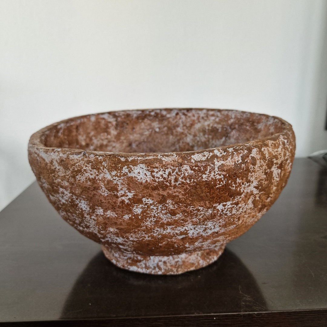 Large Paper Mache Bowl | Organic Paper Mache Pot | Wabi Sabi Vessel ...