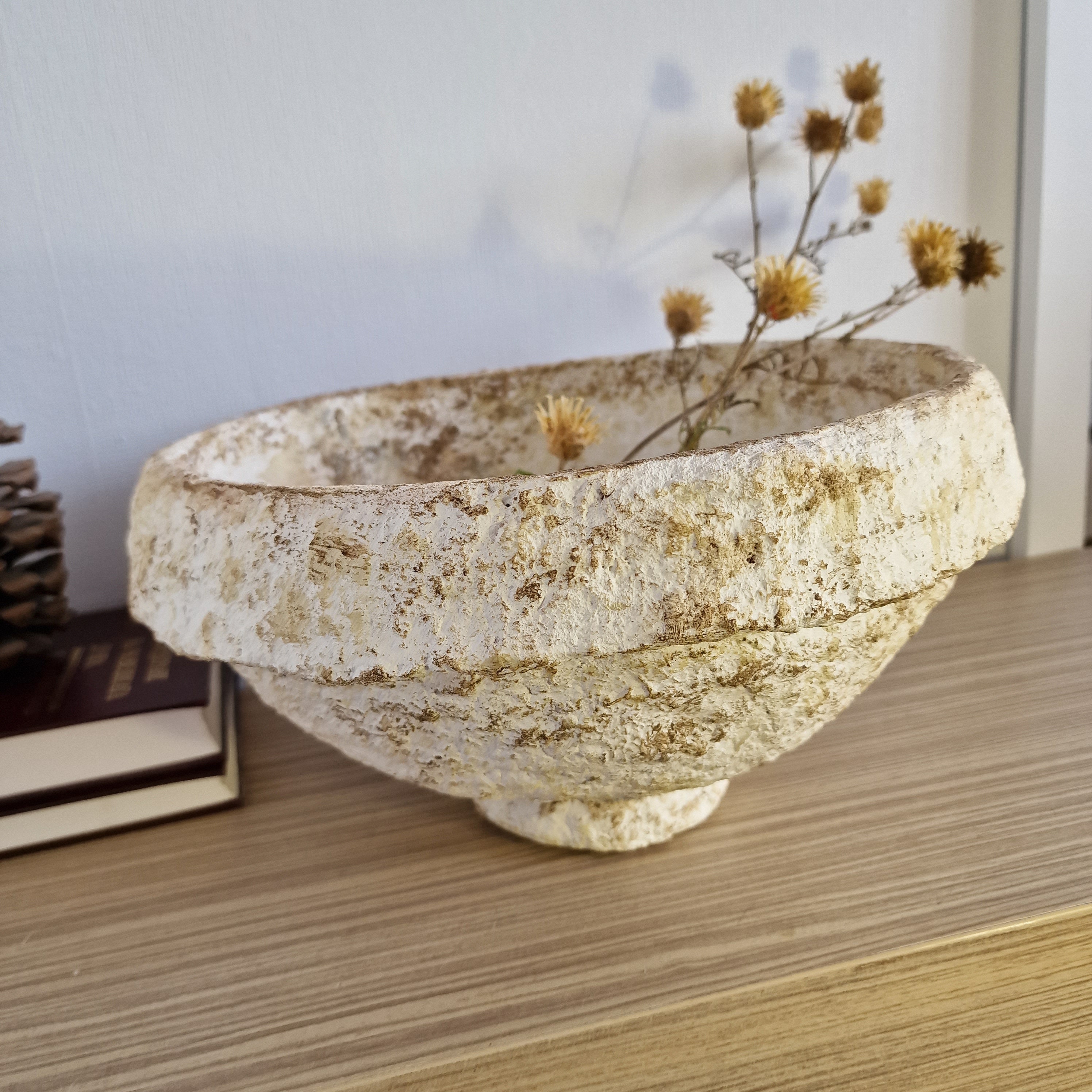Large Paper Mache Bowl Organic Paper Mache Pot Wabi Sabi - Etsy