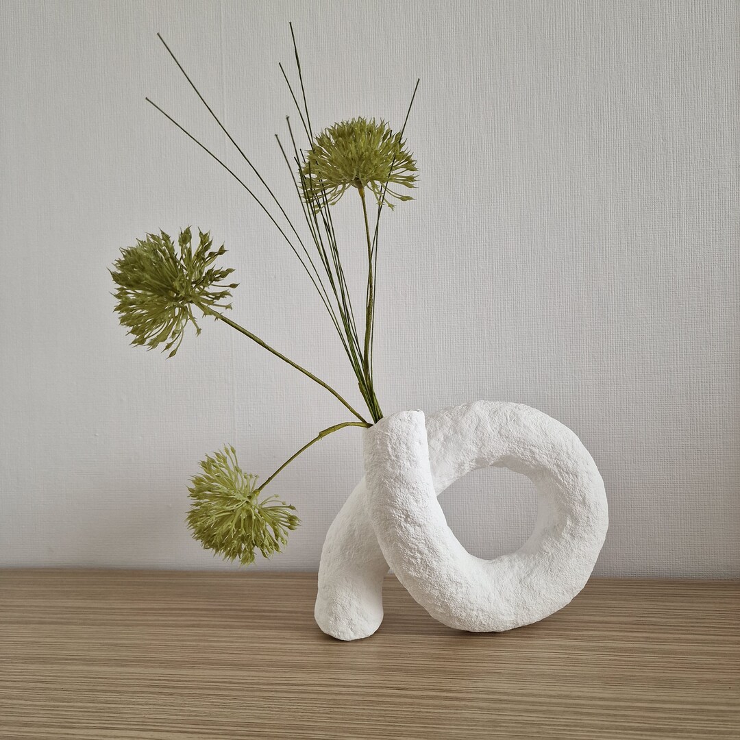 White Paper Mache Vase, Organic Papier Mache, Wabi Sabi Vessel ...