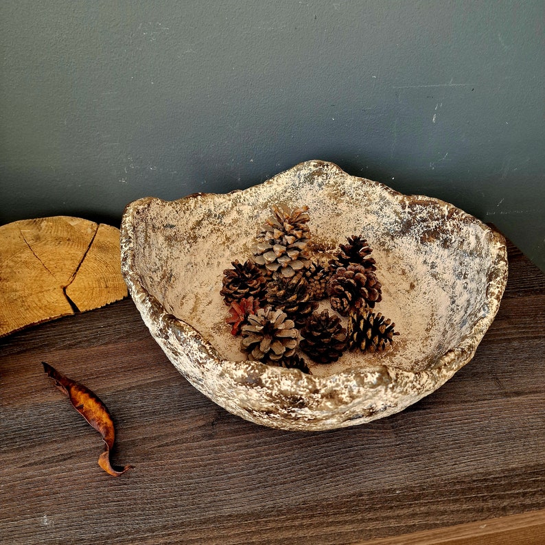 Large Paper Mache Bowl Organic Paper Mache Pot Wabi Sabi Vessel Antique ...