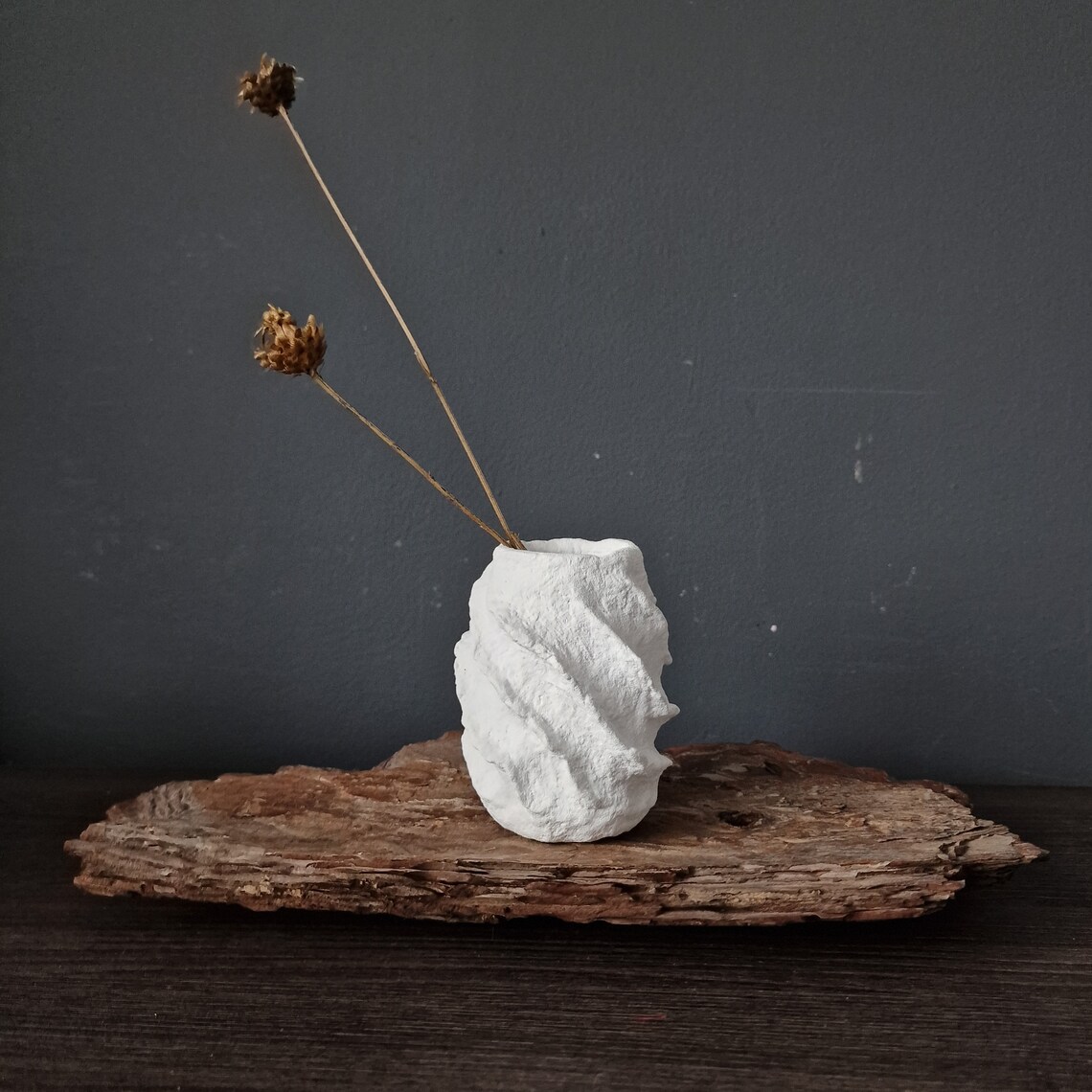 Small White Paper Mache Vase Organic Papier Mache Pot Wabi - Etsy