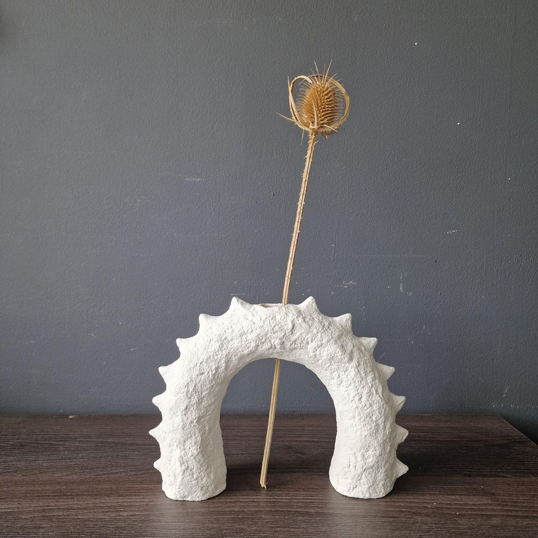 Handmade Spiky Paper Mache Vase: Wabi Sabi Coffee Table Decor - Etsy