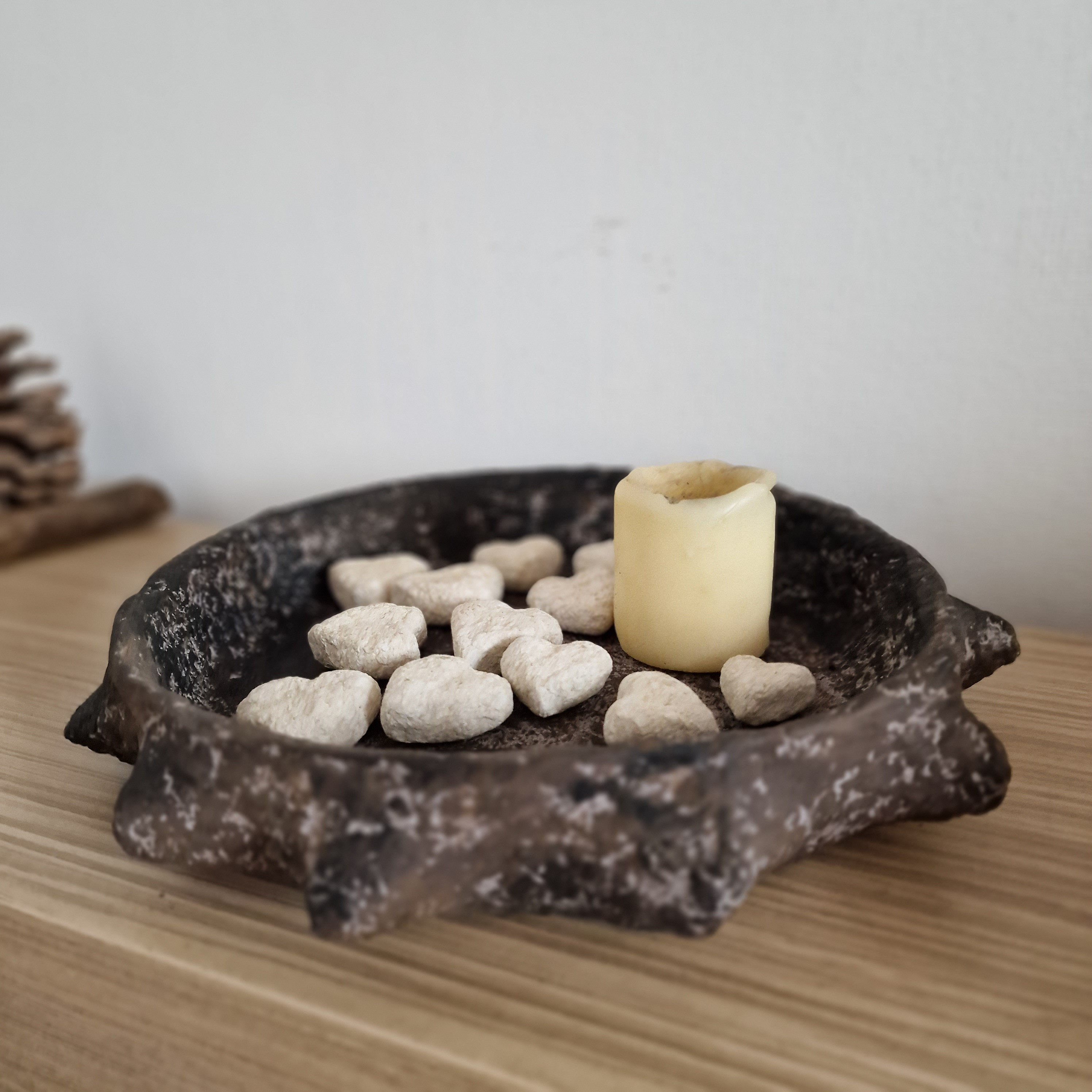 Paper Mache Tray, Organic Papier Mache, Round Speckled Bowl, Spiky Tray ...