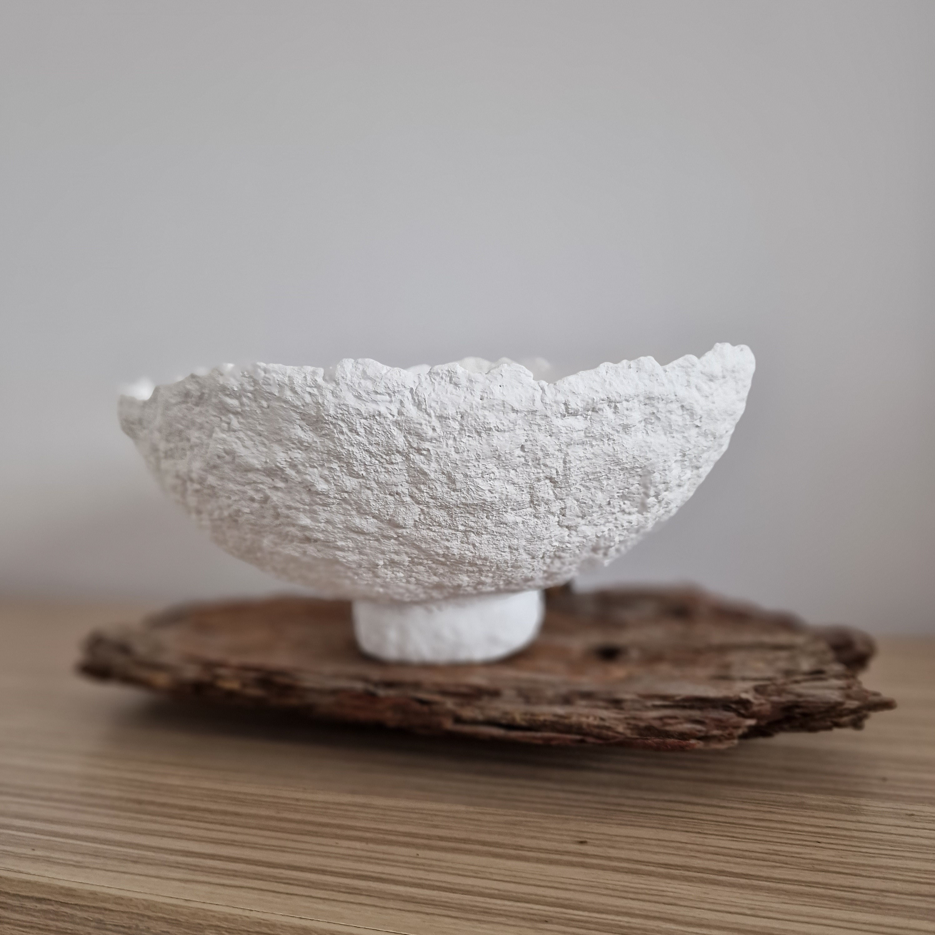 Paper Mache Bowl Organic Paper Mache Pot Wabi Sabi Vessel Rustic White ...
