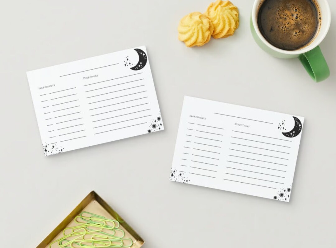 Recipe Card Printable PDF - Etsy