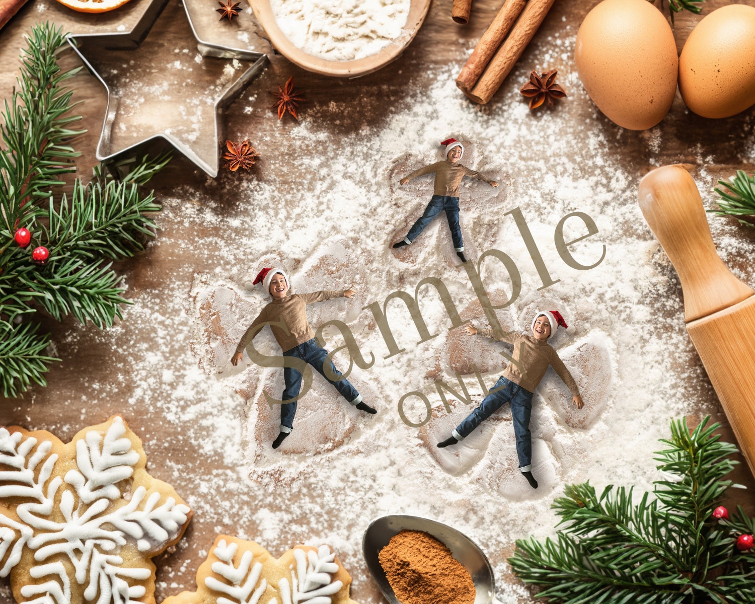 Christmas Digital Backdrop, Fun Custom Christmas Card, Flour Angels ...