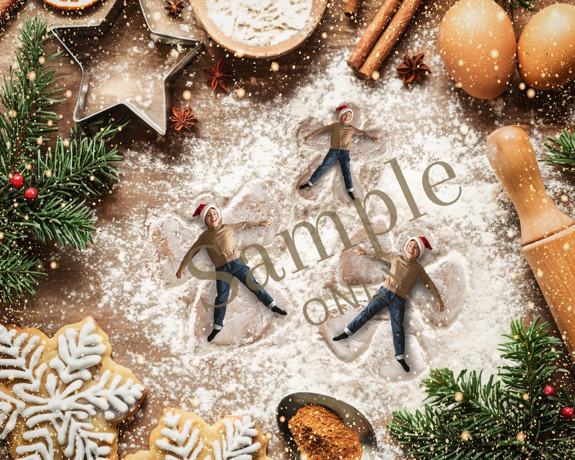 Christmas Digital Backdrop, Fun Custom Christmas Card, Flour Angels ...