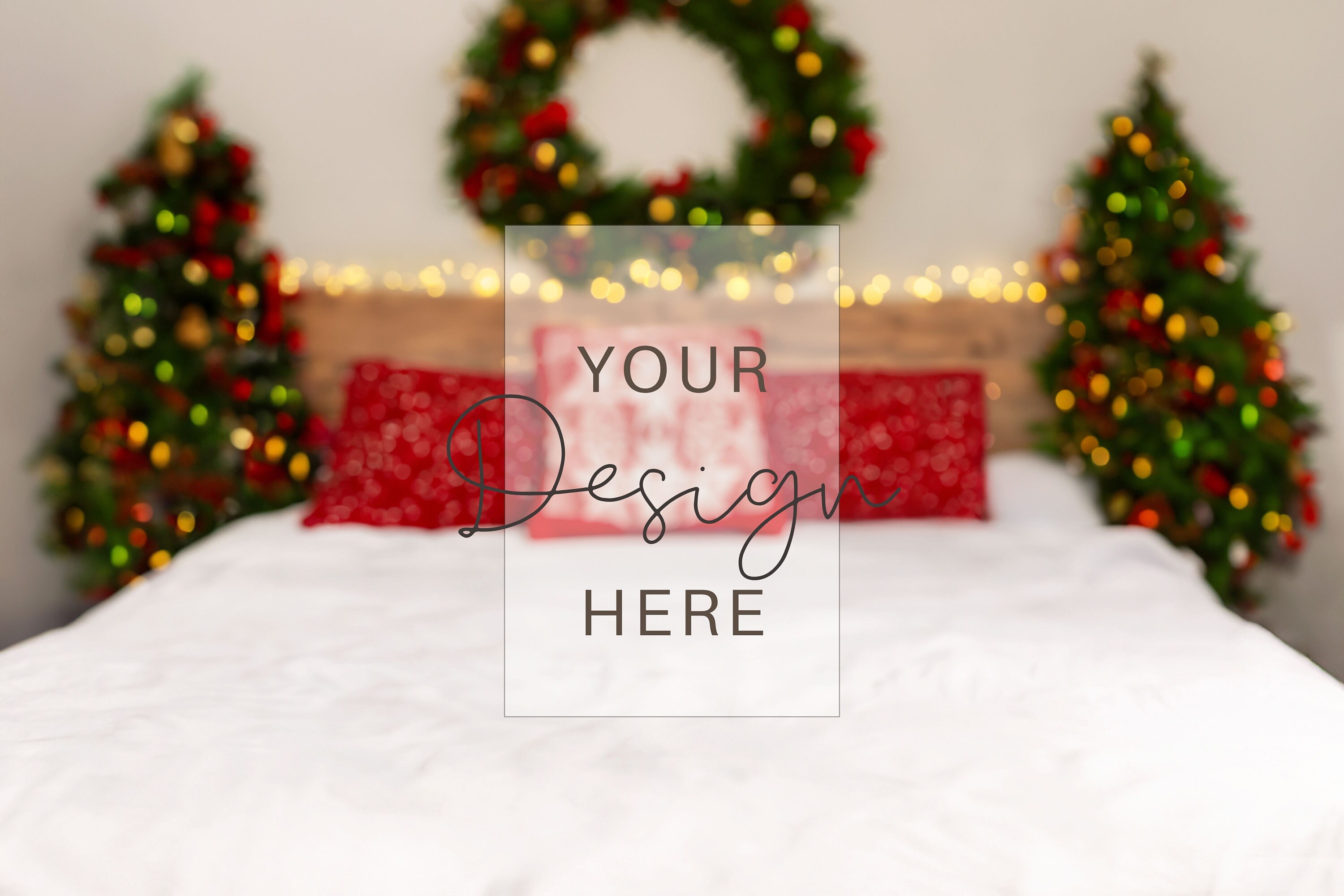 Christmas Bed Digital Backdrop, Christmas Background, Photoshop ...