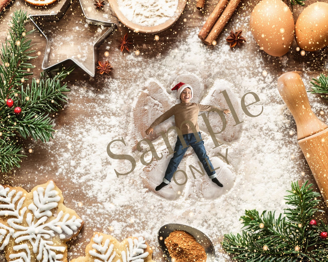 Christmas Digital Backdrop, Fun Custom Christmas Card, Flour Angels ...