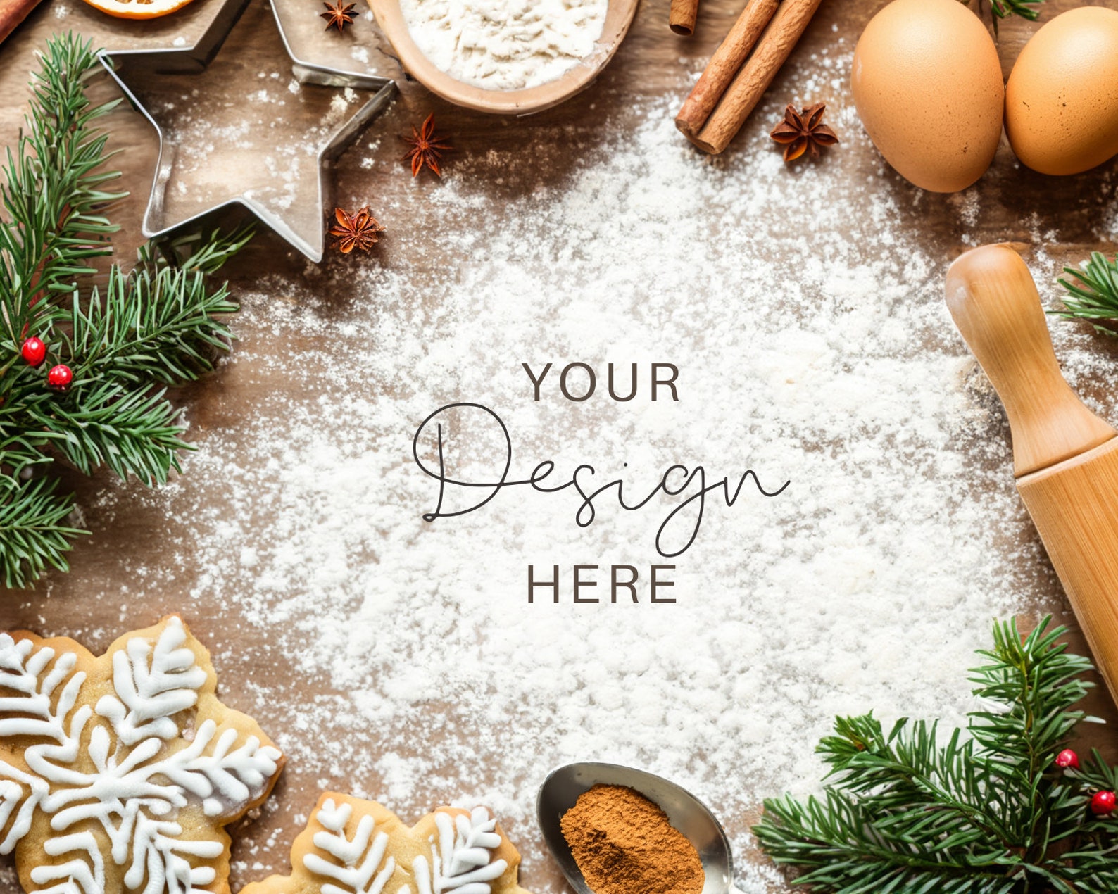 Christmas Digital Backdrop, Fun Custom Christmas Card, Flour Angels ...