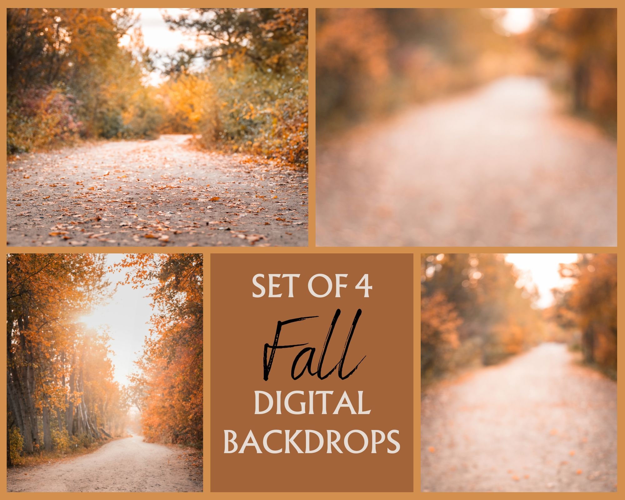 Set of 4 Fall Digital Backdrop, Fall Background, Photoshop Composite ...