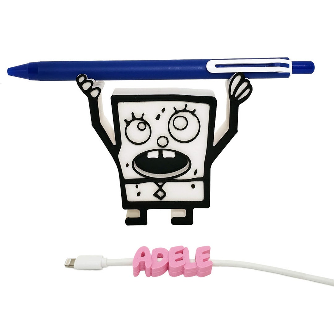 Doodlebob Pen Holder Phone Charger Name Tag Personalized Gift Set - Etsy