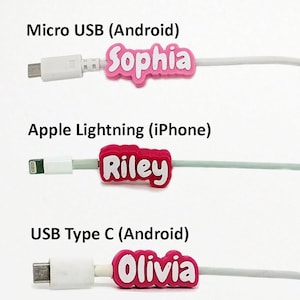 Universal USB Cable Name Tag / Charger Cable Name Label / Personalised ...