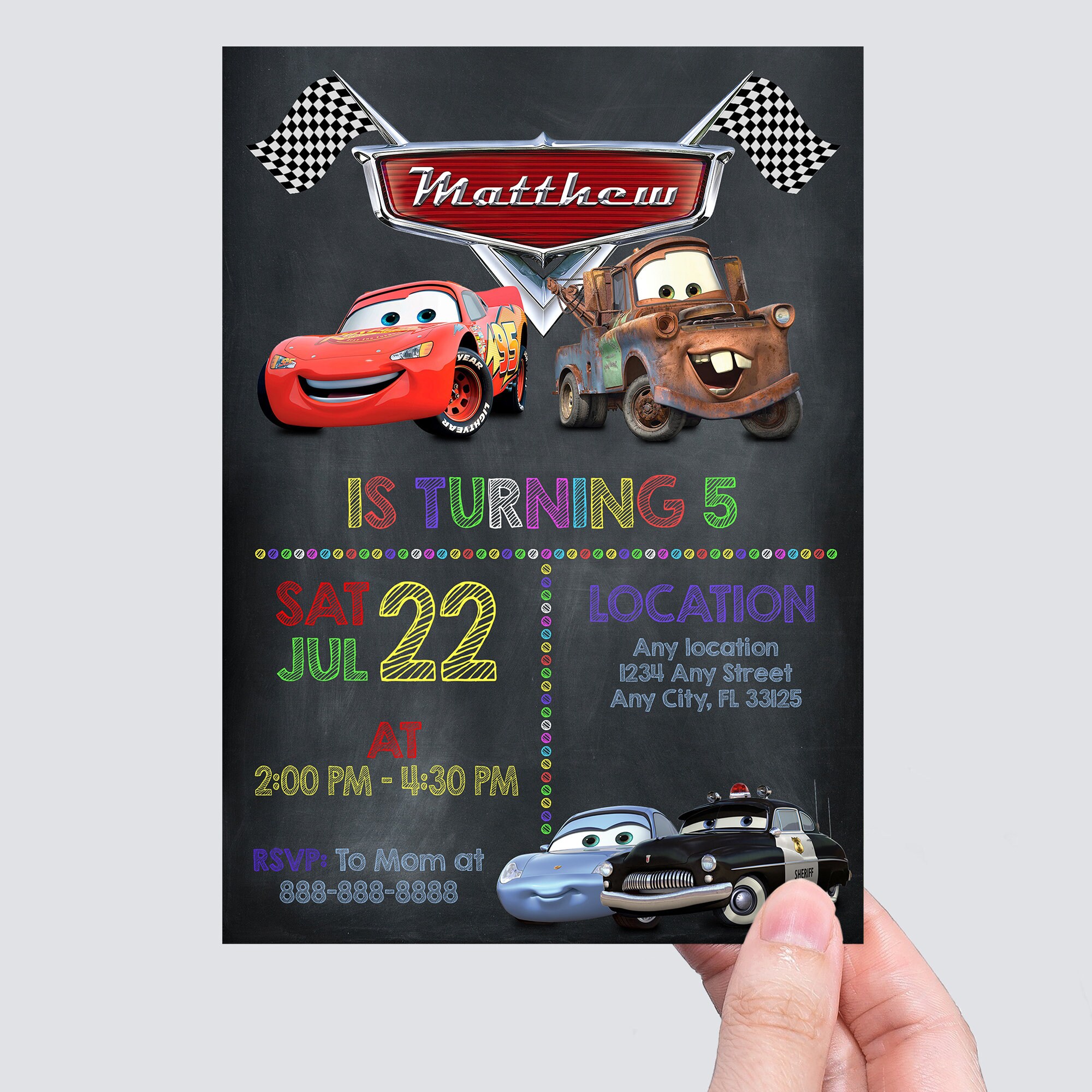 Disney Cars Birthday Invitation With Personalized Logo Cars ...