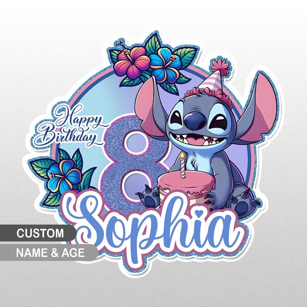 Stitch Hawaiian Printable Cake Topper - Etsy