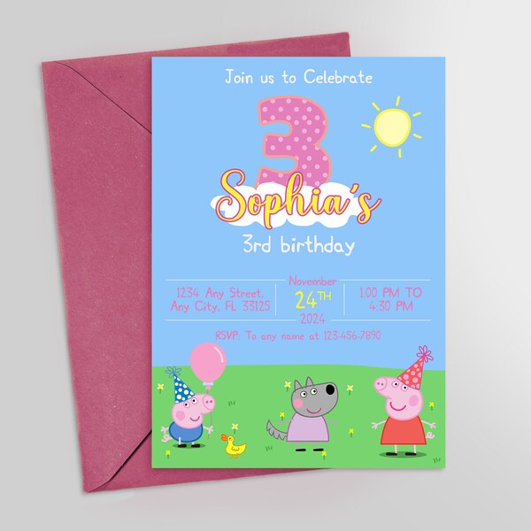 Peppa Pig Invitations - Etsy
