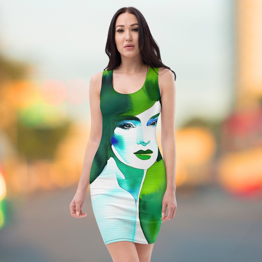 Emerald Lady Sublimation Dress | Green Summer Fitted Dress for Women - Etsy