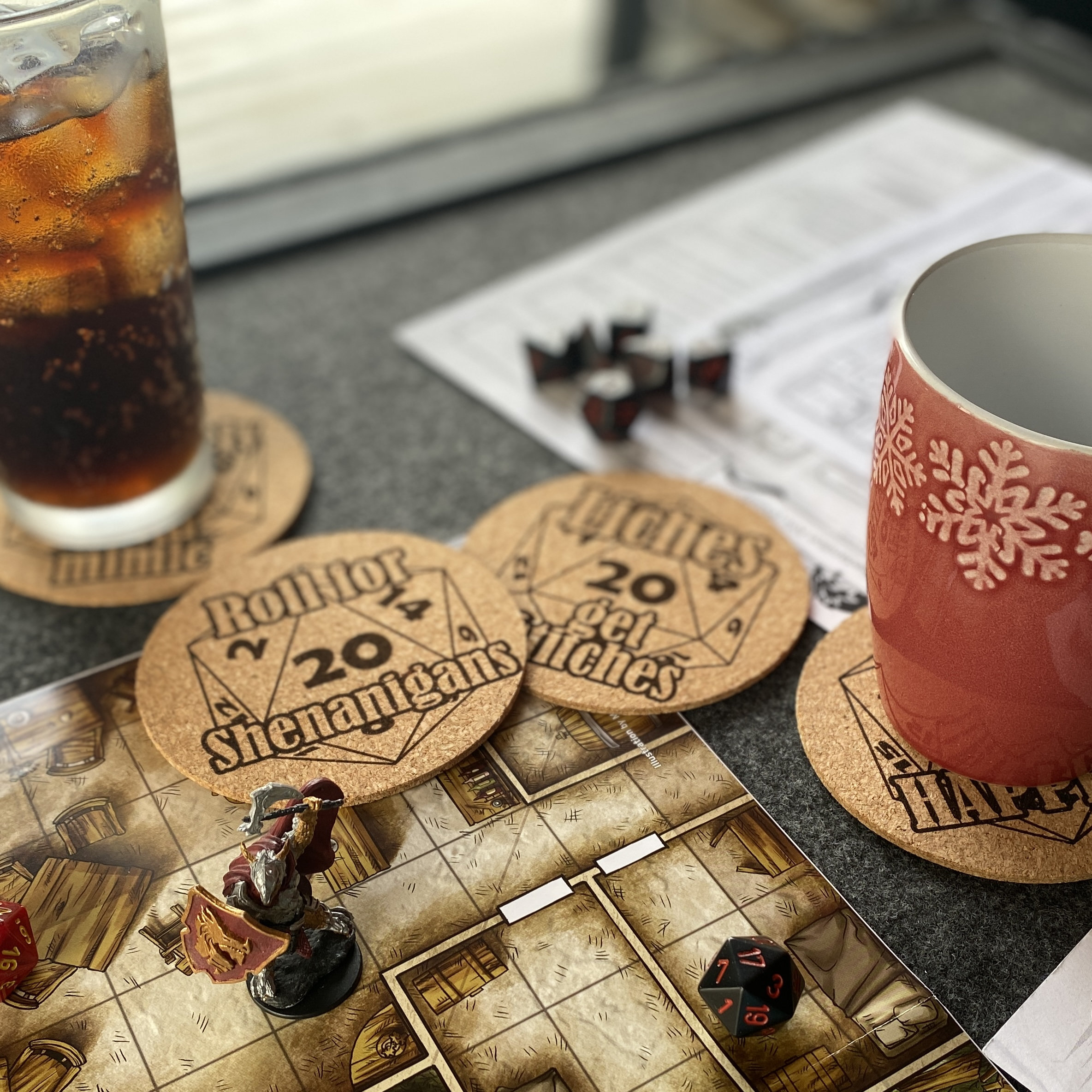 Game Night Laser Engraved Cork Coasters - Set of 4 - Etsy